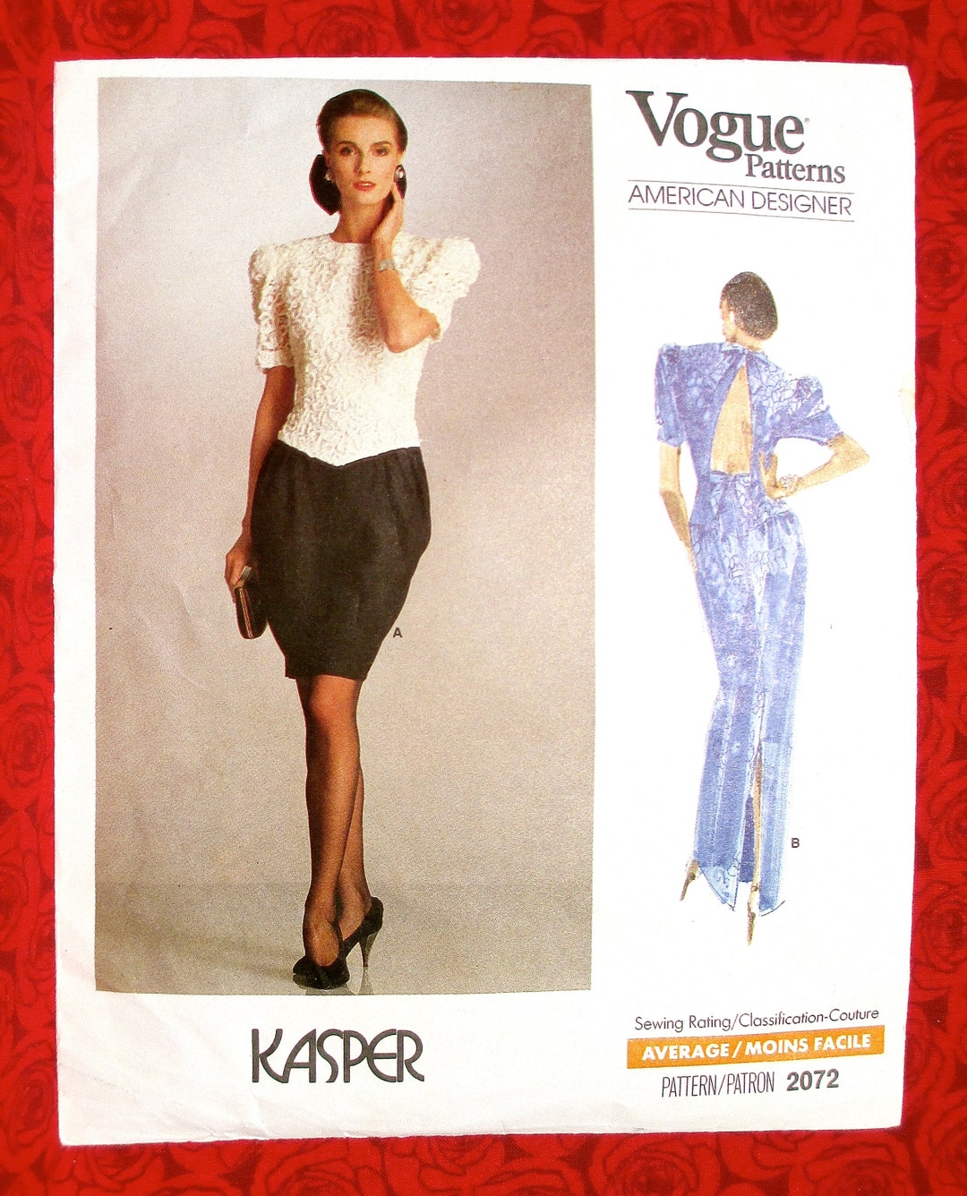 Vogue Sewing Pattern 2072, Column Evening Gown, Formal Party Dress ...