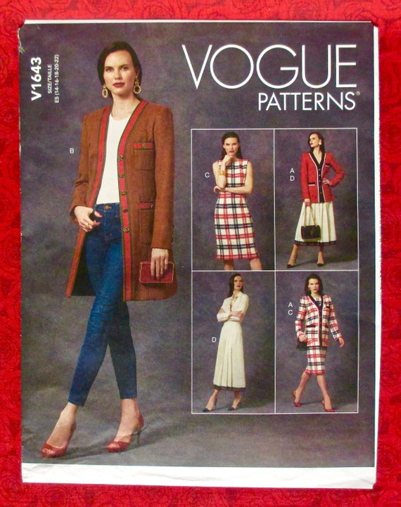 Vogue Sewing Pattern V1643 Cardigan Jacket Dress Pleated - Etsy