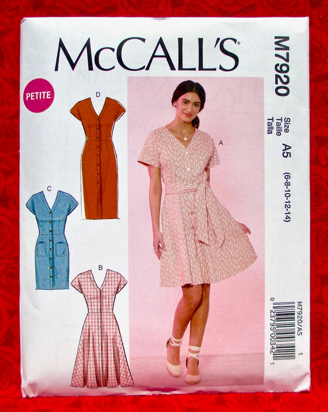 Mccall's Sewing Pattern M7920, Button Front Dress, Short Sleeve, Flared ...