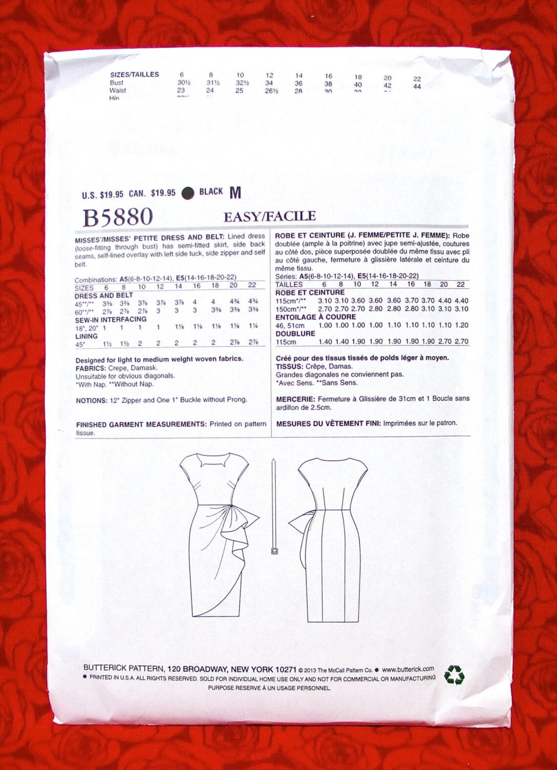 Butterick Sewing Pattern B5880 Side Ruffle Dress Retro - Etsy