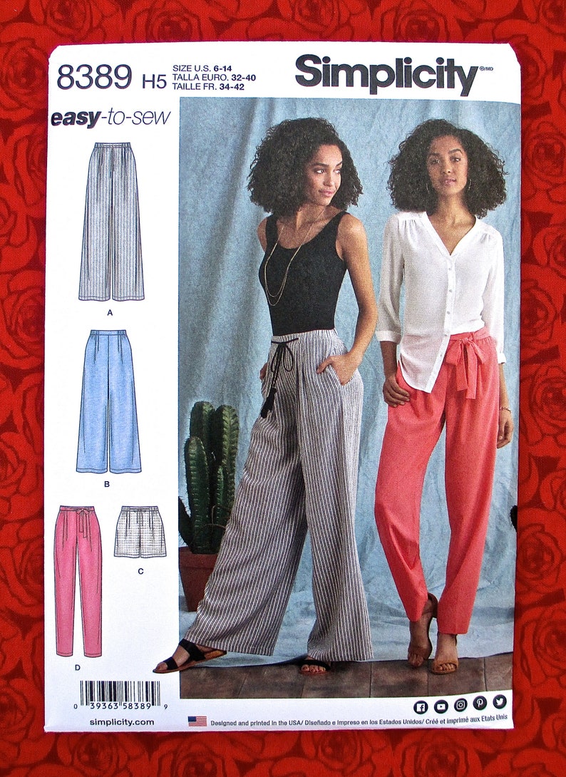 Simplicity Easy Sewing Pattern 8389 Long Pants Pull-on - Etsy