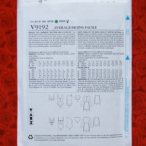 Vogue Sewing Pattern V9192 Swimsuits, Cover-up, Wrap-top Bikini ...