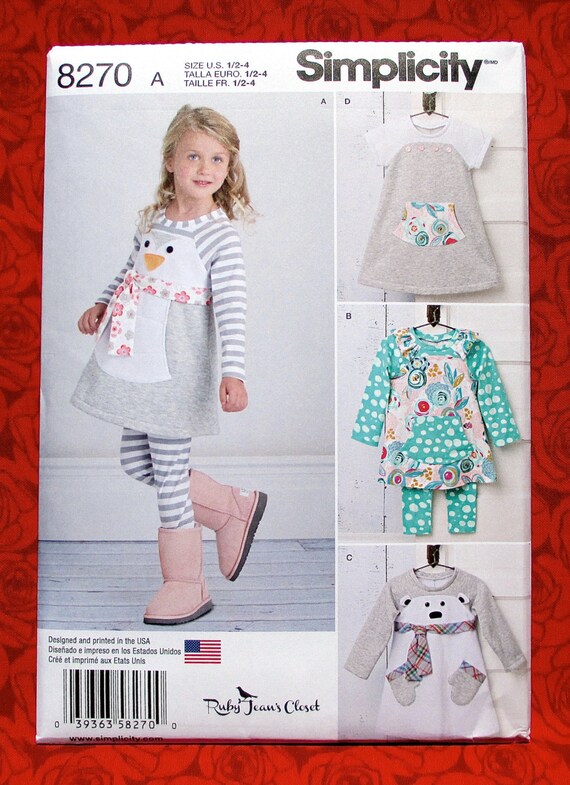 Simplicity Sewing Pattern 8270 Dress Tunic Leggings Penguin | Etsy