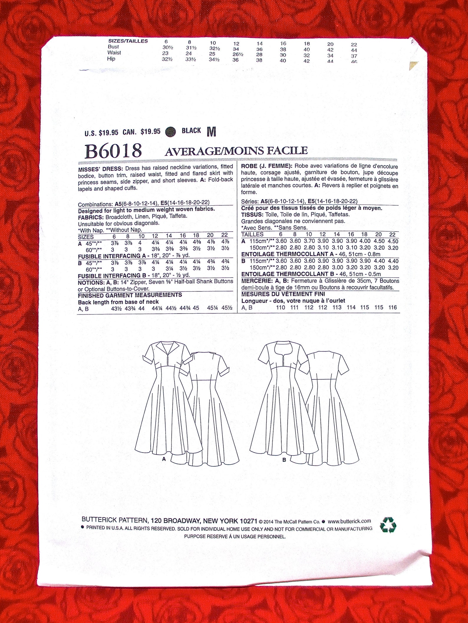 Butterick Sewing Pattern B6018 Dress Fitted Bodice Flared - Etsy