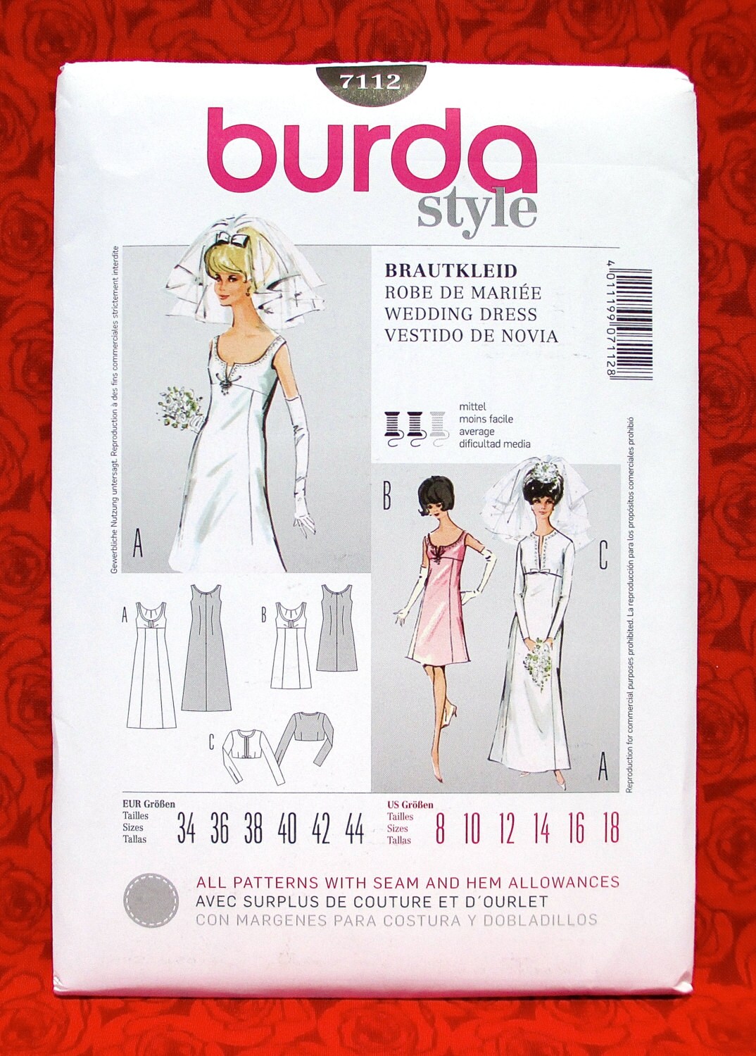 Burda Sewing Pattern 7112 Bridal Gown Jacket Empire Waist | Etsy