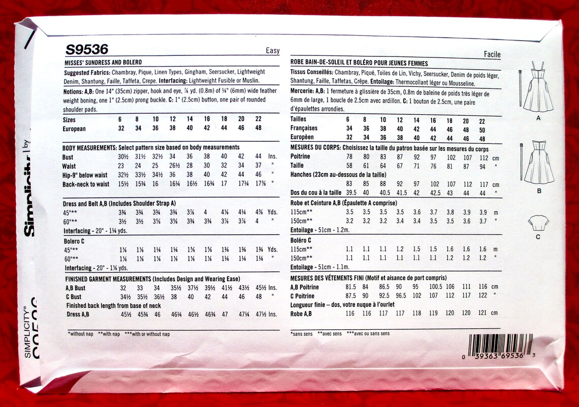 Simplicity Sewing Pattern S9536 1950's Sundress Bolero - Etsy
