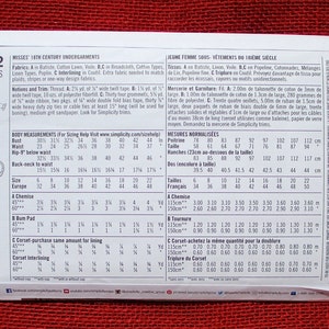 Simplicity Sewing Pattern 8162, 1700's Undergarments, Chemise, Bum Pad ...