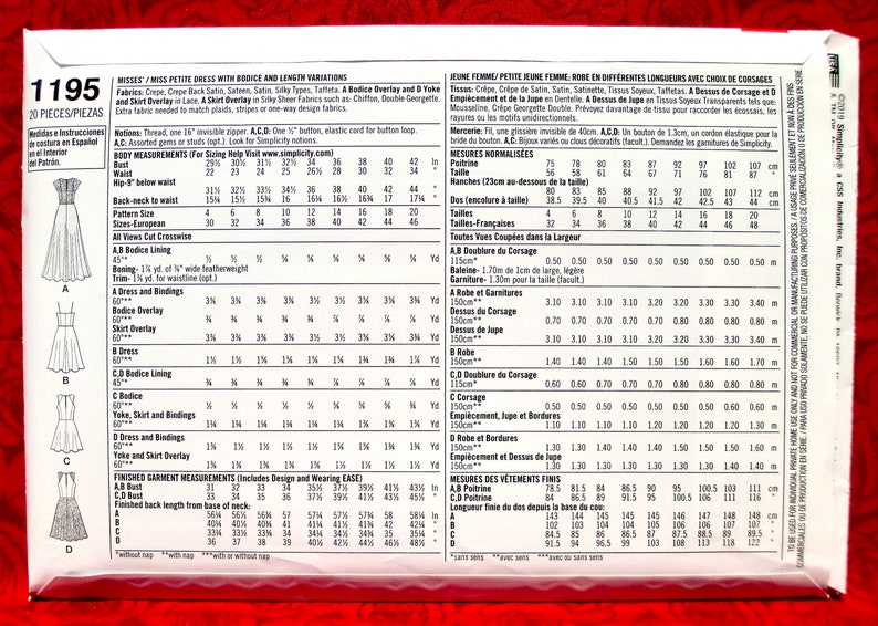 Simplicity Sewing Pattern 1195 Evening Gown Special Occasion - Etsy