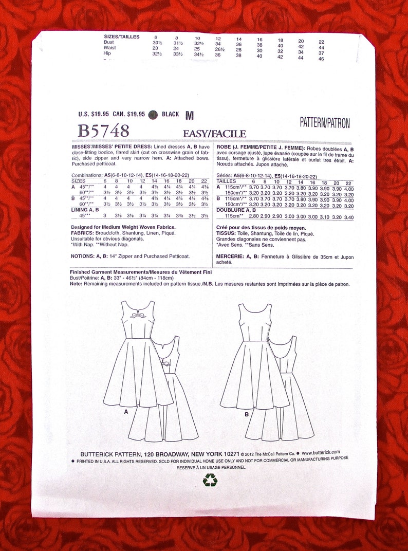 Butterick Easy Sewing Pattern B5748 Fit & Flare Dress - Etsy