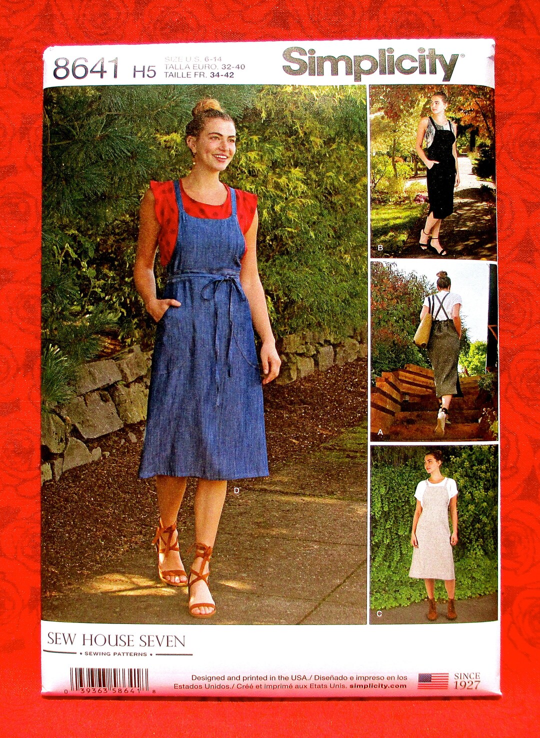 Simplicity Sewing Pattern 8641 Bib Jumper Dress, Suspenders, Back Tie ...