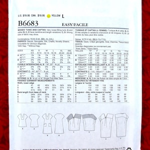 Butterick B6683 Easy Sewing Pattern Caftan Tunic Tops Loose | Etsy