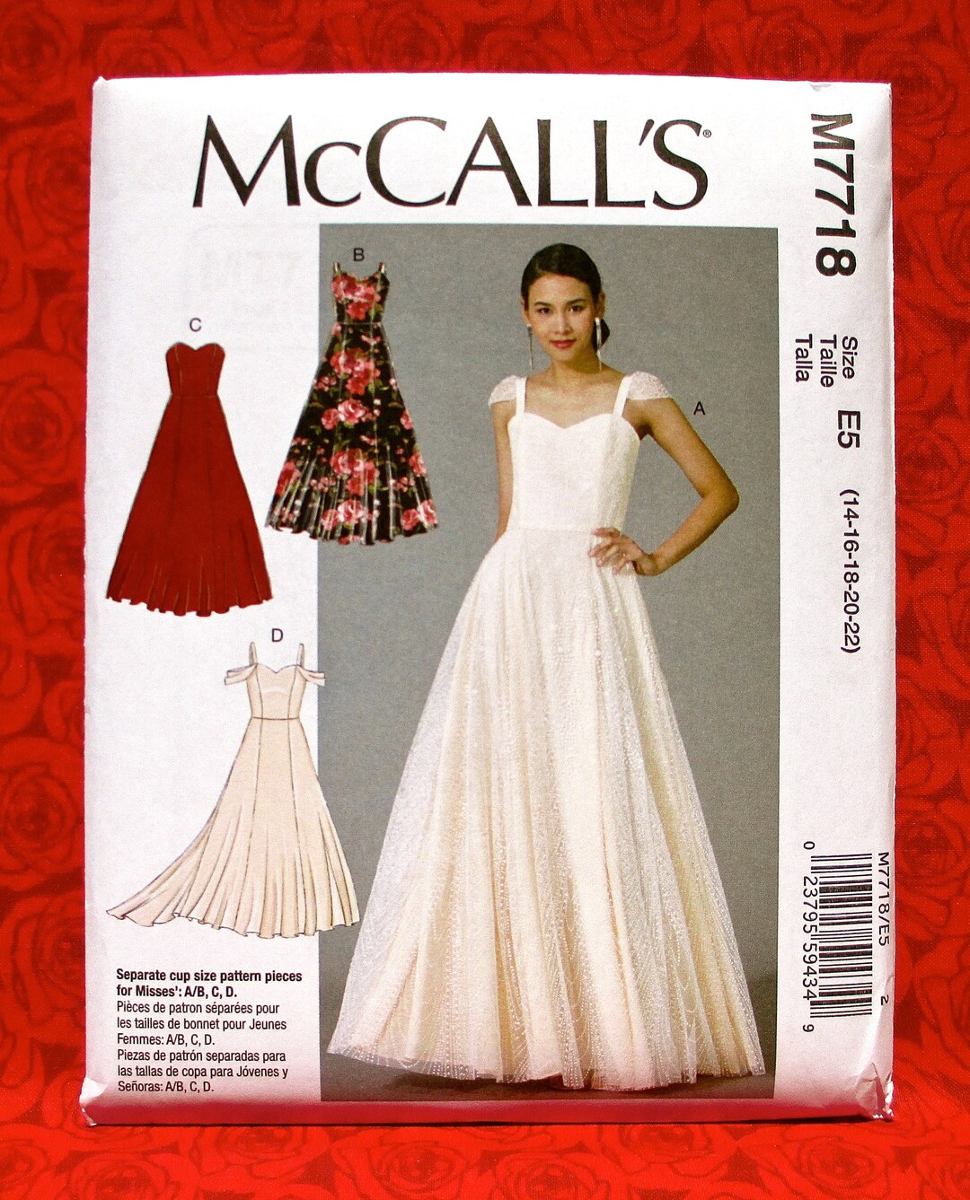 Mccall's Sewing Pattern M7718 Sweetheart Neckline Gown Long Dress ...