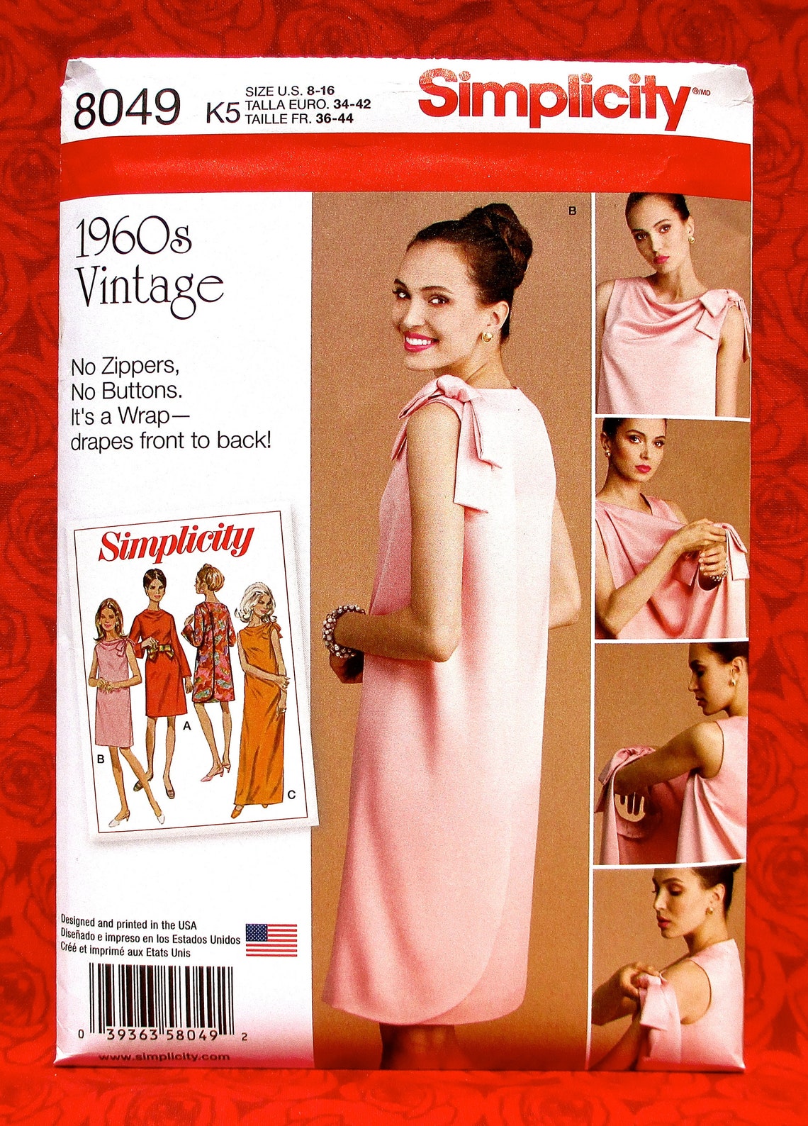 Simplicity 8049 Sewing Pattern Wrap Dress 1960's Retro - Etsy