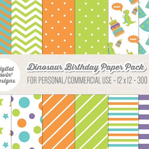 Digital Scrapbook Papers Pink Purple Orange and Green | Etsy