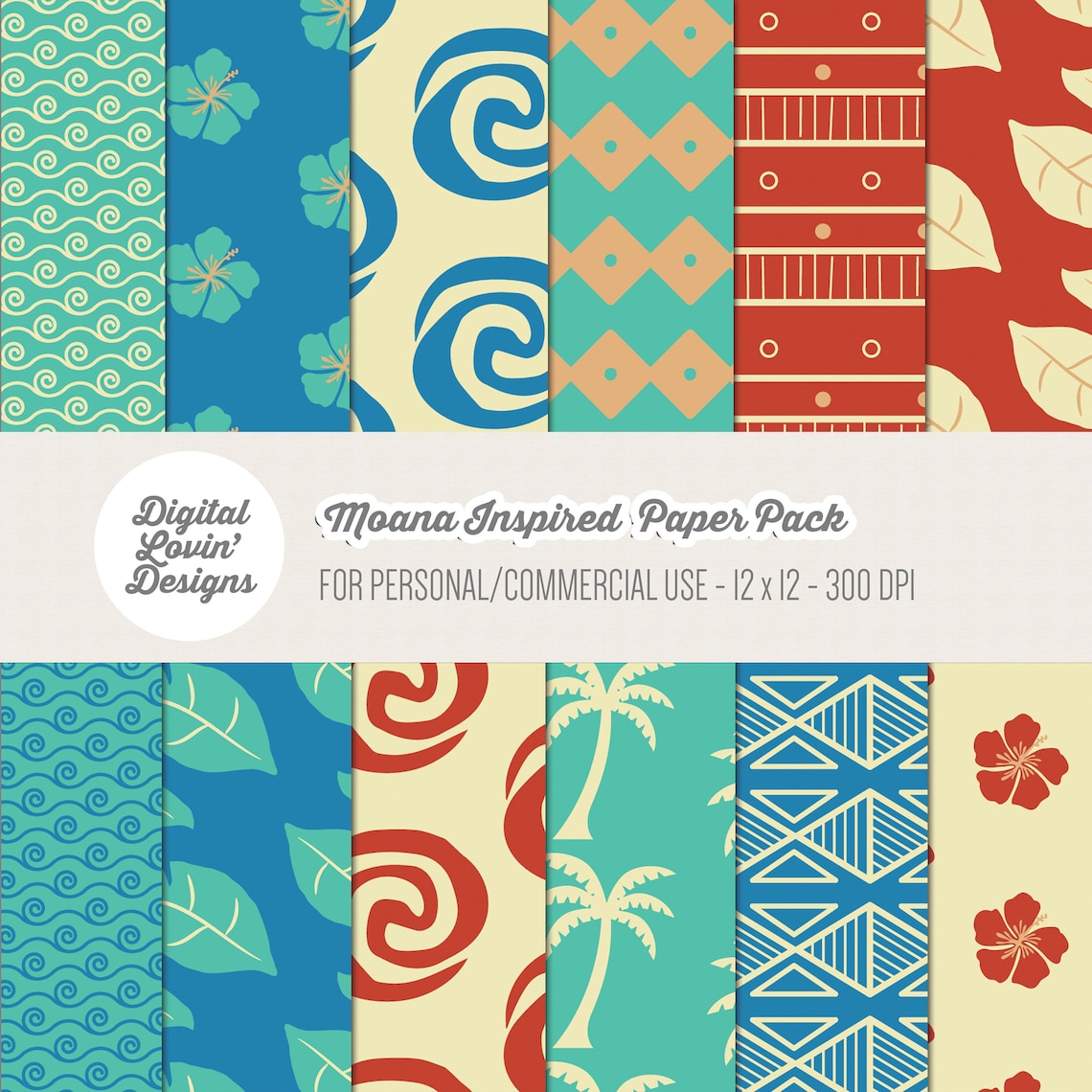INSTANT DOWNLOAD 12 Moana Digital Papers for Scrapbooking - Etsy