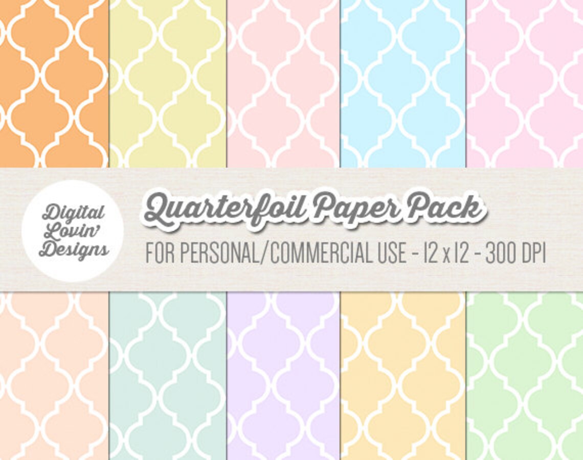 INSTANT DOWNLOAD - 10 Quaterfoil Digital Papers for Scrapbooking ...