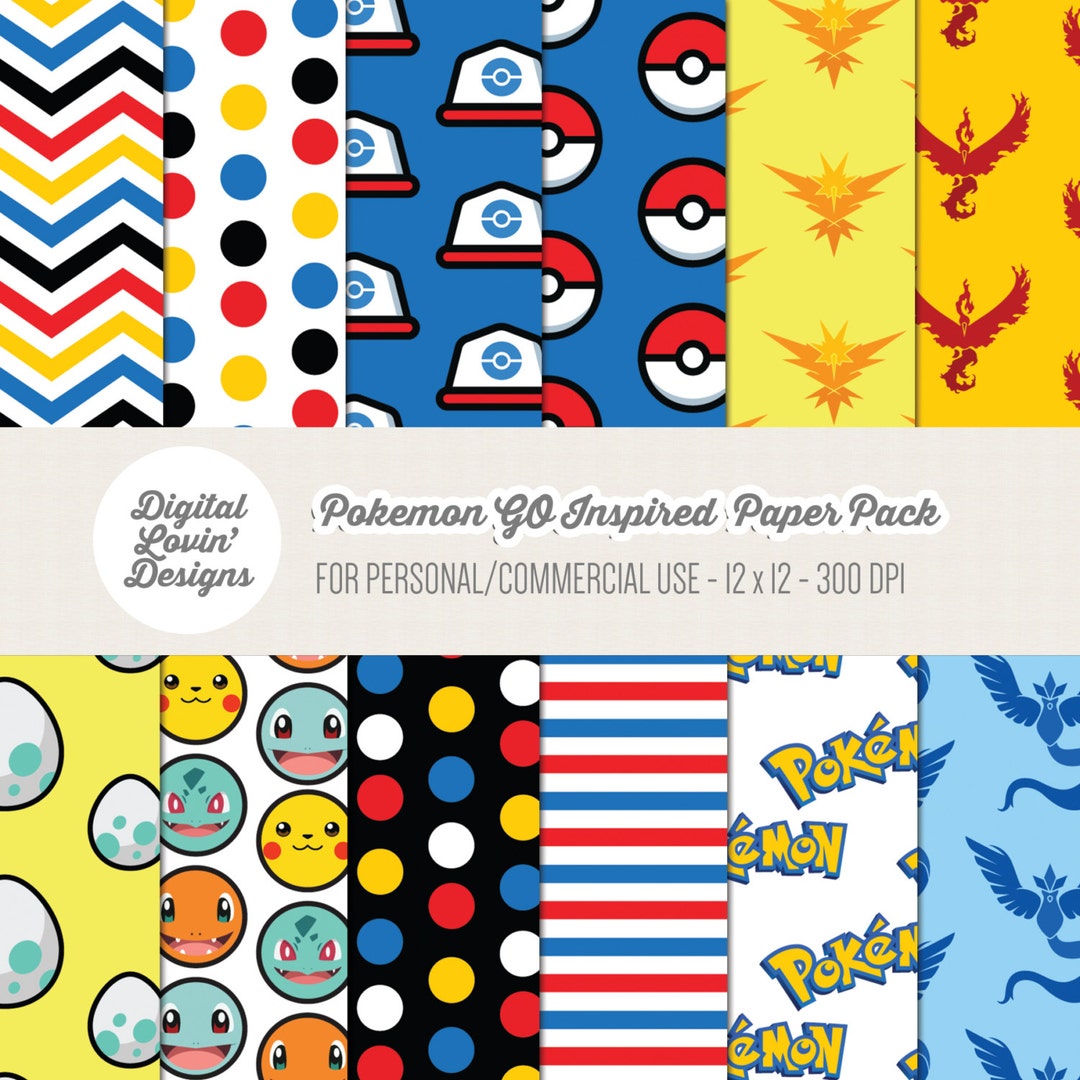 INSTANT DOWNLOAD 12 Pokemon GO Inspired Digital Papers for Scrapbooking ...