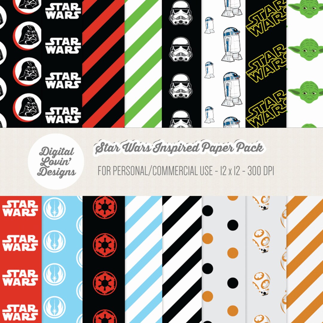 INSTANT DOWNLOAD 16 Star Wars Inspired Digital Papers for Scrapbooking ...