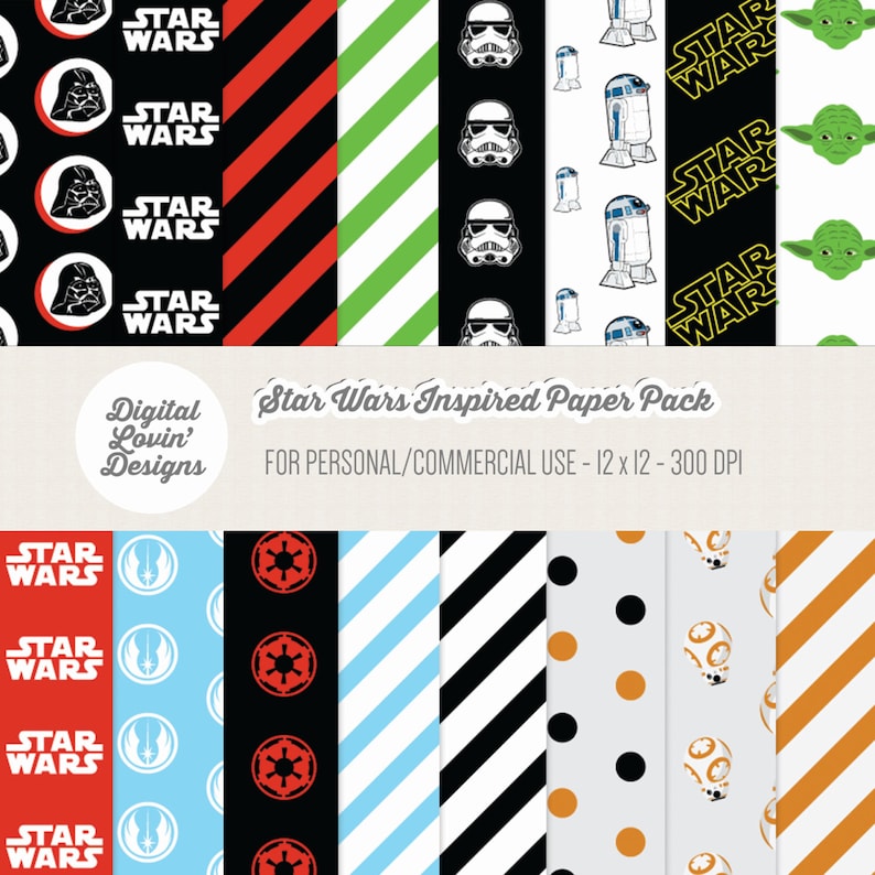 INSTANT DOWNLOAD - 16 Star Wars Inspired Digital Papers for ...