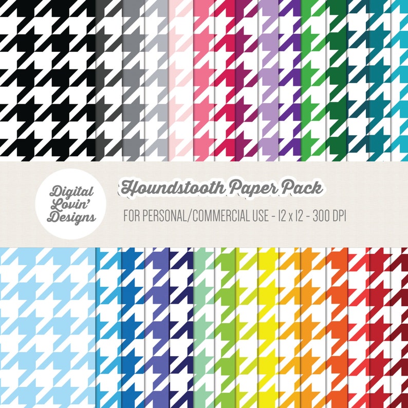 INSTANT DOWNLOAD - 30 Houndstooth Papers for Scrapbooking, Crafts ...