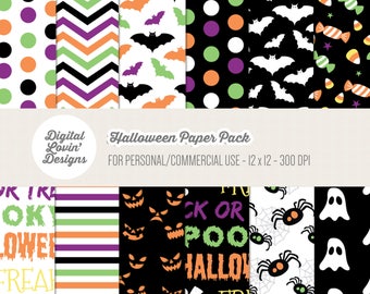 Cute Halloween Printable Digital Paper Pack - Etsy