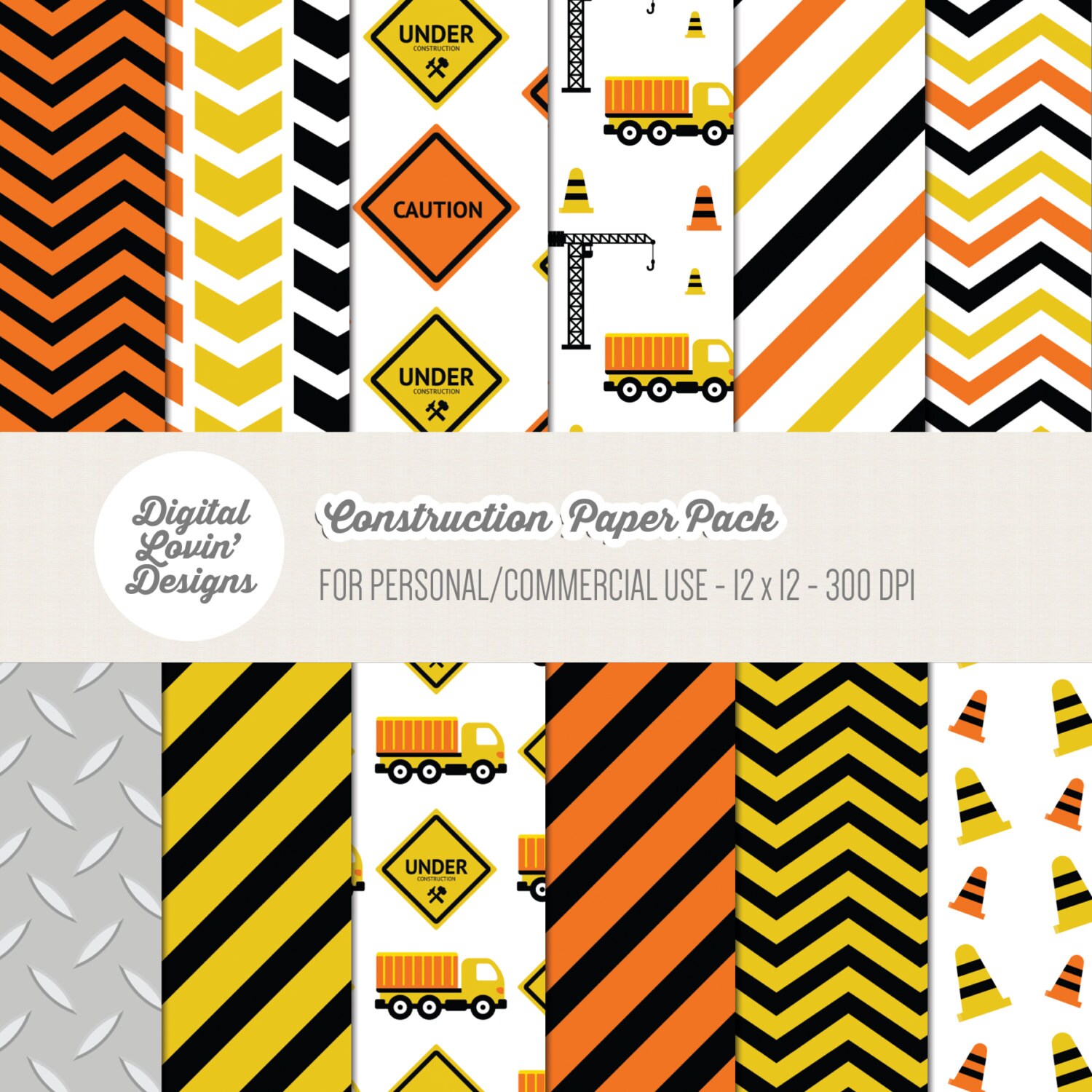 INSTANT DOWNLOAD 12 Construction Digital Papers / - Etsy