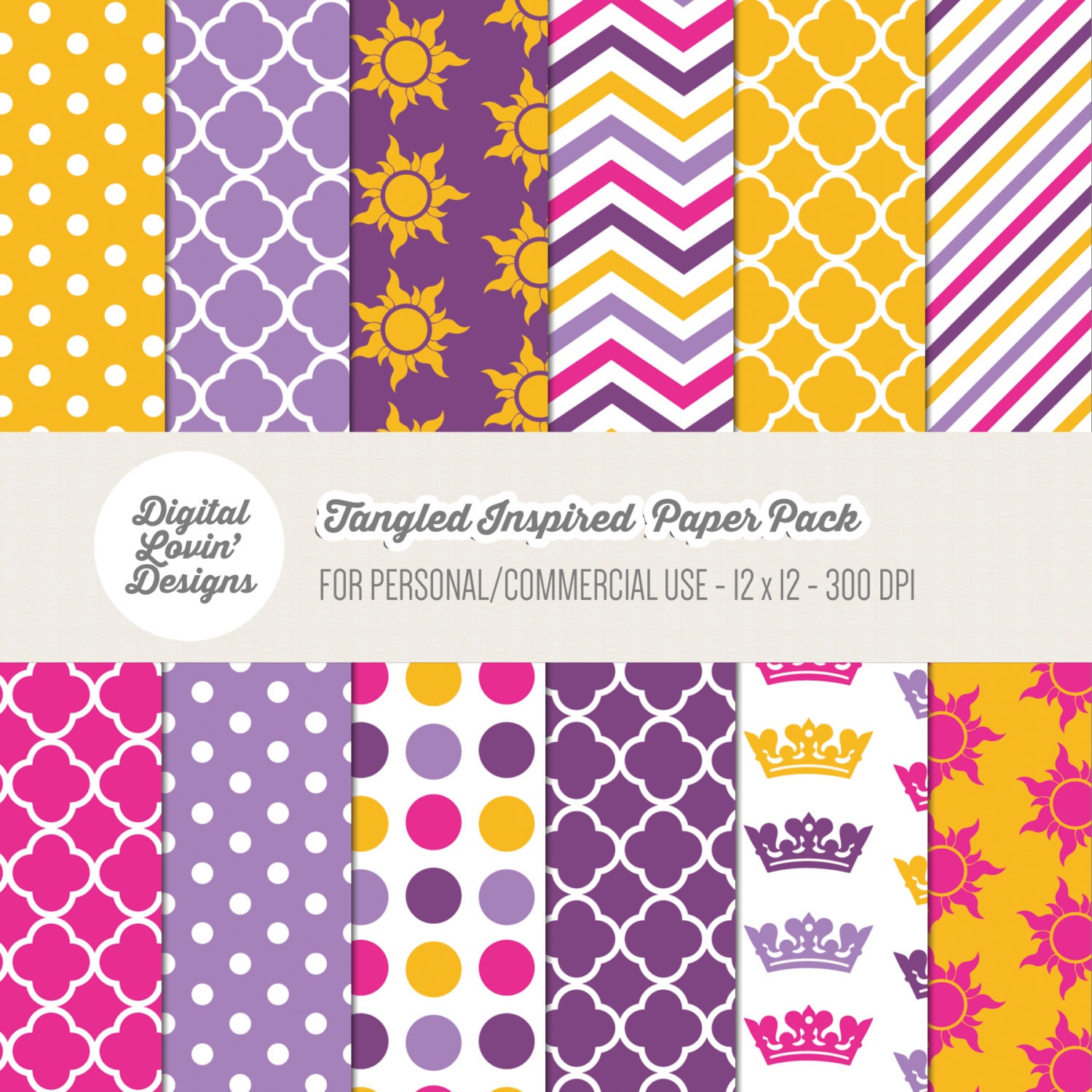 INSTANT DOWNLOAD - 12 Tangled Digital Papers / Scrapbooking, Crafts ...