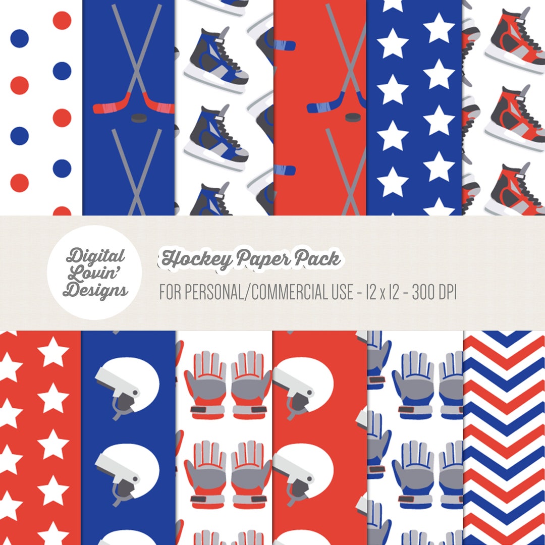 INSTANT DOWNLOAD - 12 Hockey Digital Papers / Scrapbooking, Crafts ...