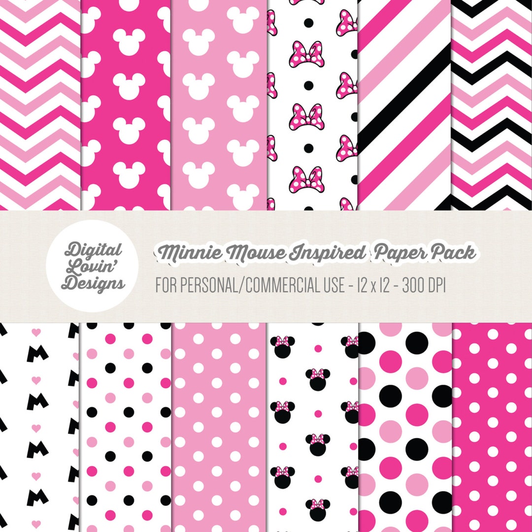 INSTANT DOWNLOAD - 12 Minnie Mouse Inspired Digital Papers ...