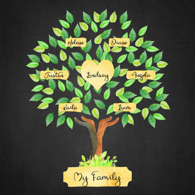 Family Love Tree black Background - Etsy