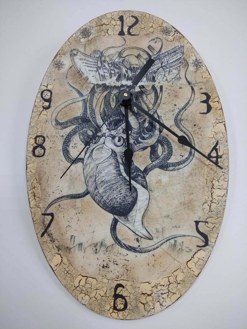 Handmade Clock. Decoupage Technique. Wall Clock Home Decor. Unique Wall ...