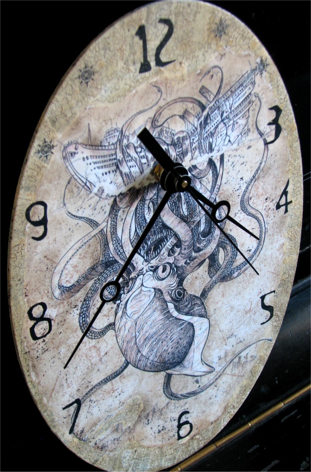Handmade Clock. Decoupage Technique. Wall Clock Home Decor. Unique Wall ...