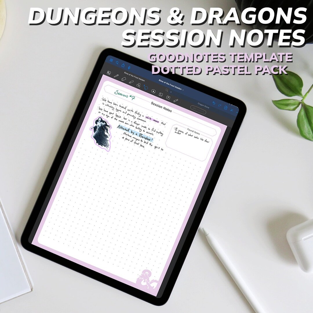 Dungeons & Dragons Session Notes Pastel Pack Template Dotted - Etsy