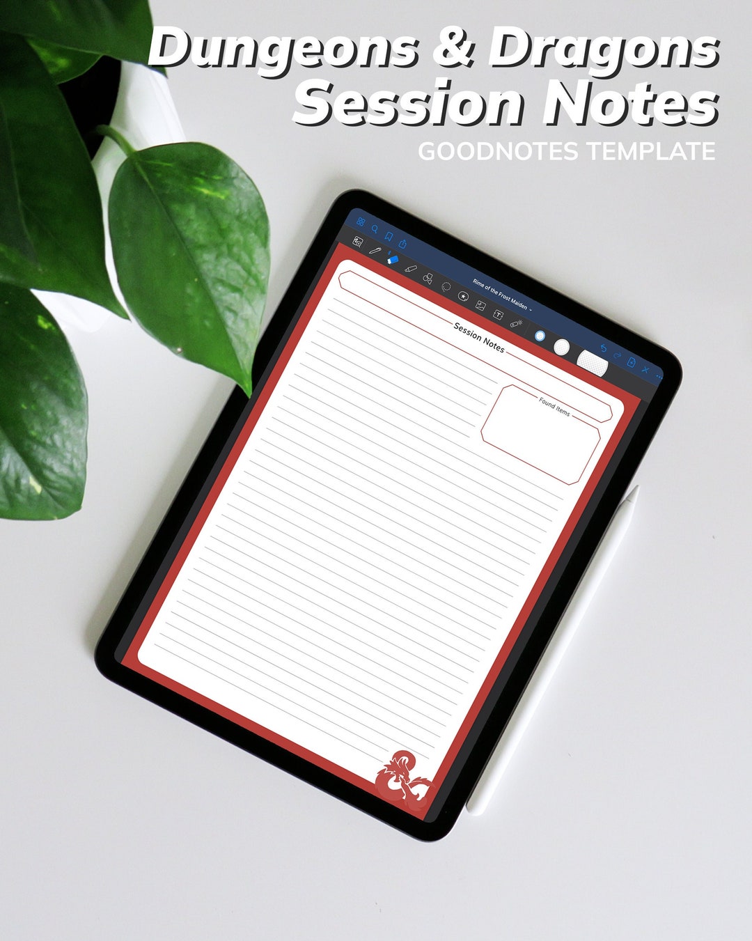Dungeons & Dragons Session Notes Template Page | for Goodnotes and iPad ...