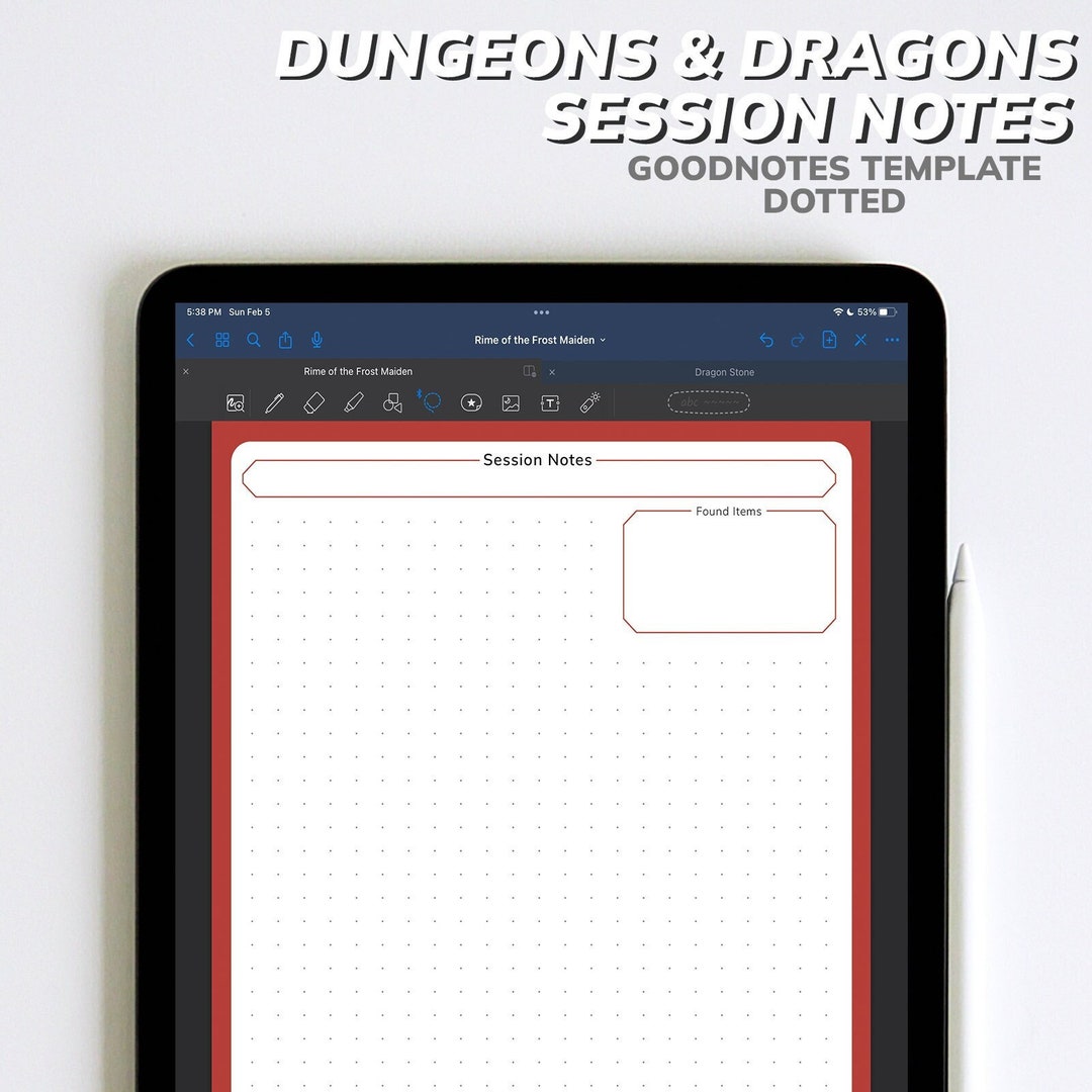 Dungeons & Dragons Session Notes Template Dotted Page | for Goodnotes ...