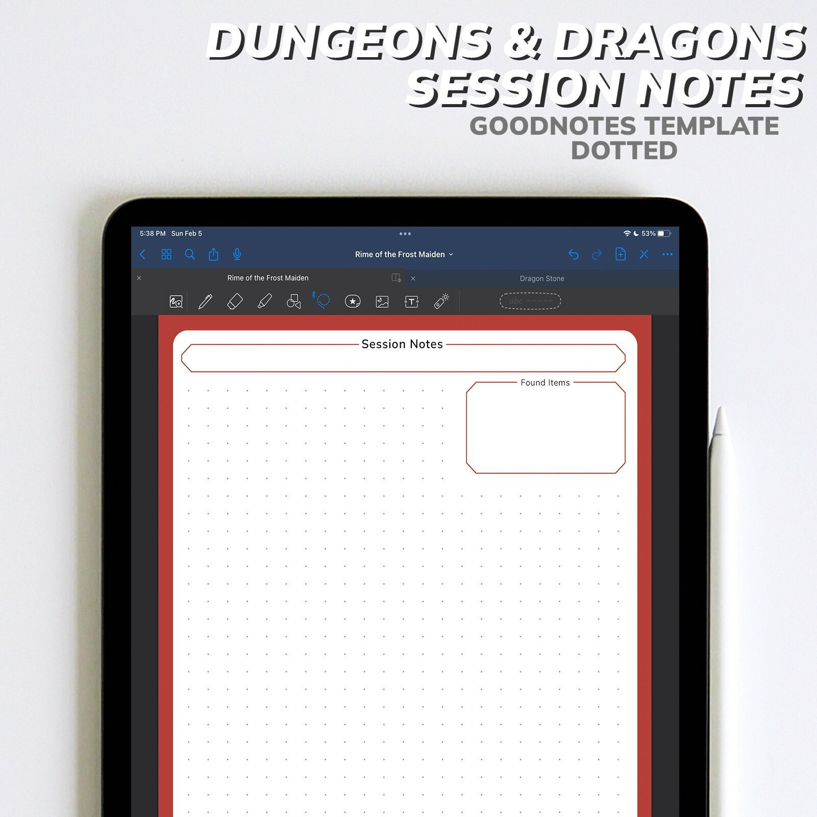 Dungeons & Dragons Session Notes Template Dotted Page | for Goodnotes ...