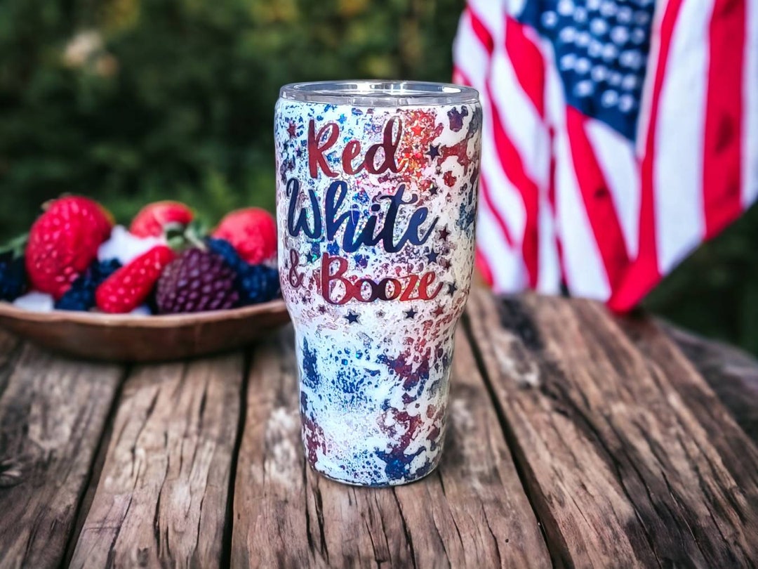 Red, White, and Booze Stainless Steel Tumbler - Glittered HOGG/RTIC ...