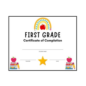 First Grade 1st Certificate of Completion Graduation Diploma Printable ...