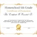 Homeschool 5th Fifth Grade Graduation Diploma Certificate Promotion ...