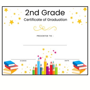 Second Grade 2nd Certificate of Completion Graduation Diploma Printable ...