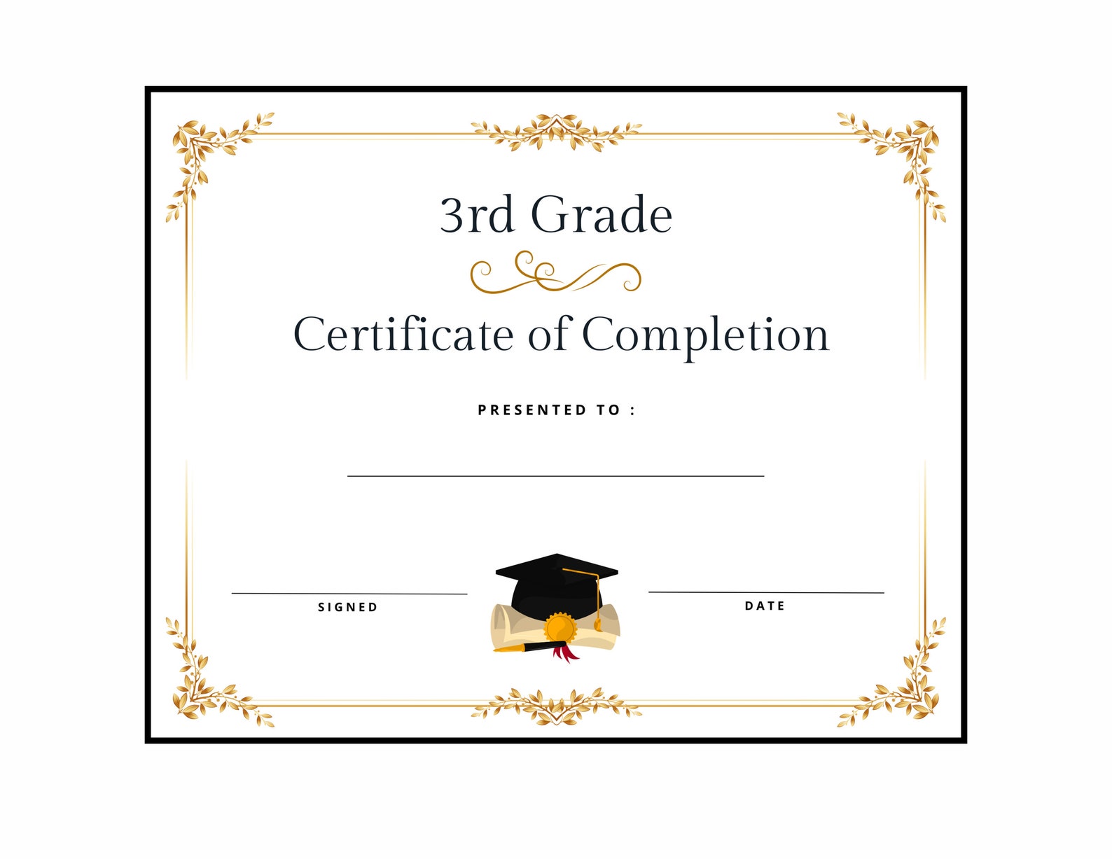 Third 3rd Grade Graduation Diploma Certificate Instant Download ...