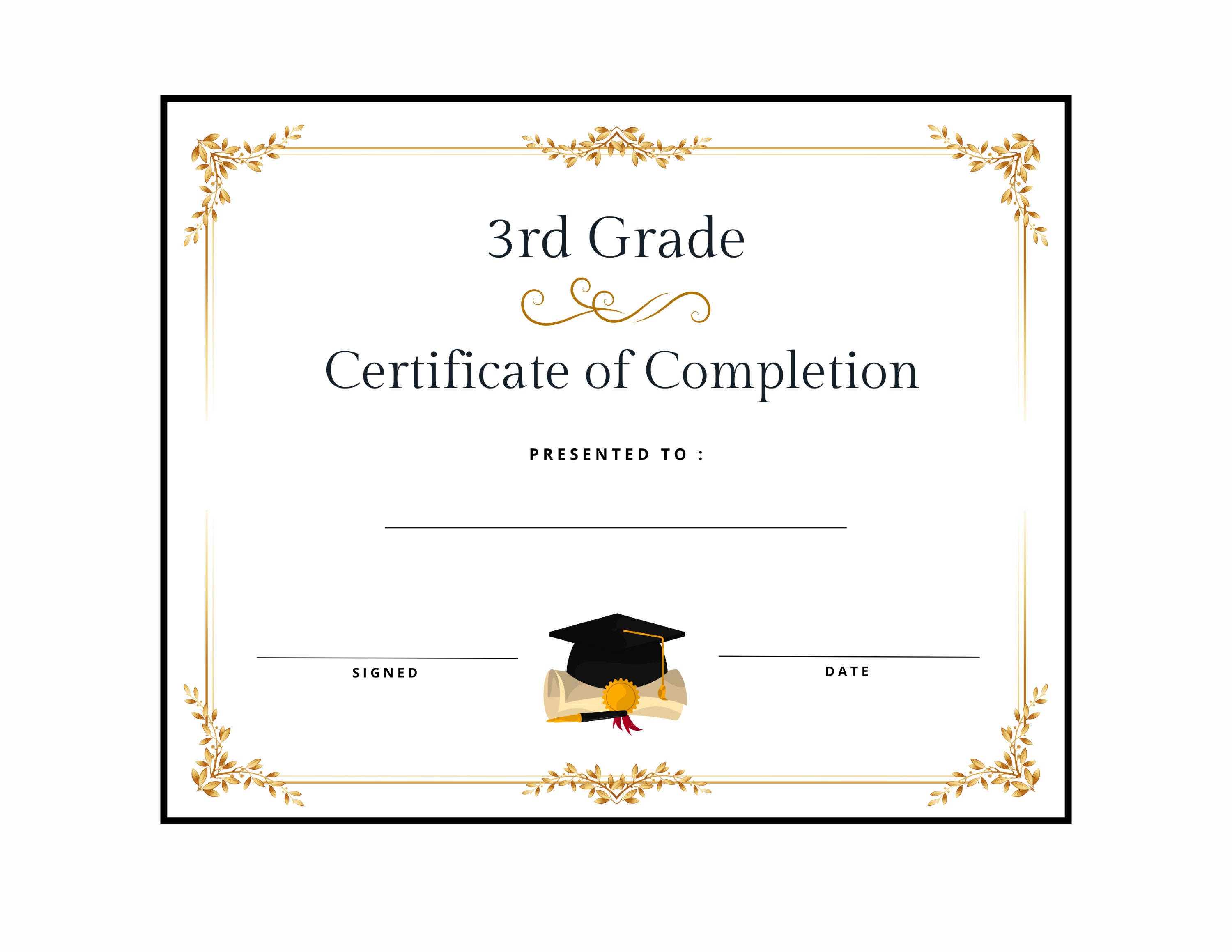 Third 3rd Grade Graduation Diploma Certificate Instant Download ...