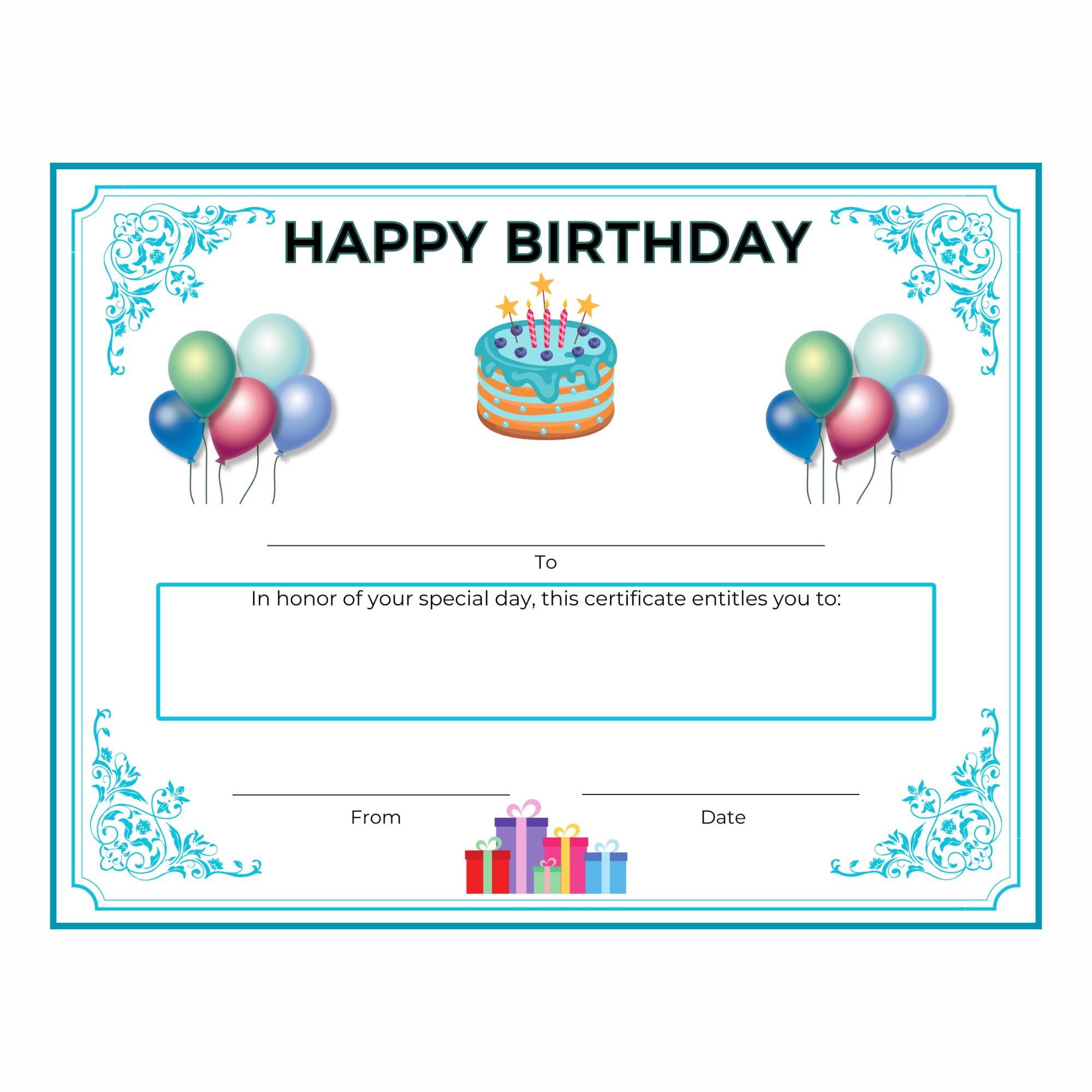 Happy Birthday Certificate Award Premade Ready Made Instant Download ...
