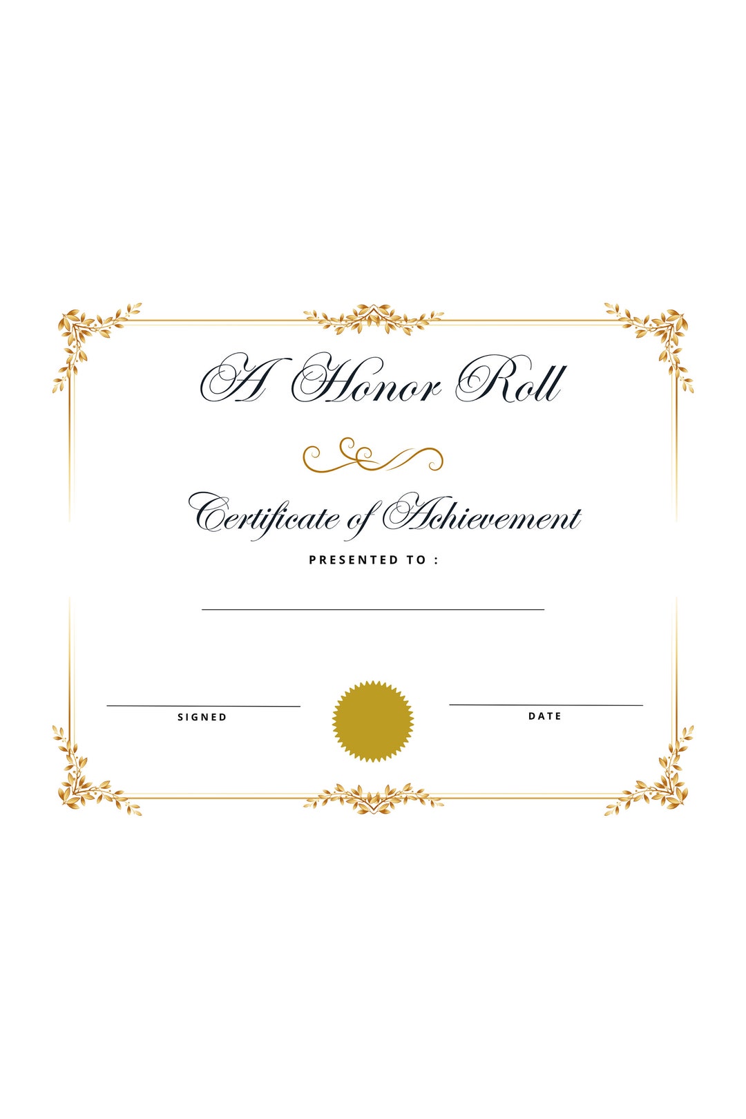 A Honor Roll Student Award Honor's Day Ceremony Graduation Certificate ...