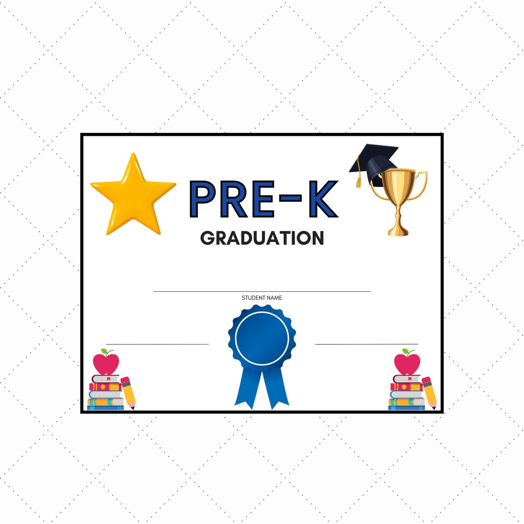 Pre-k Graduation Diploma Certificate Instant Download - Etsy