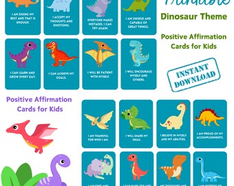 Dinosaur Affirmation Cards for Kids Toddlers Preschool Learning ...