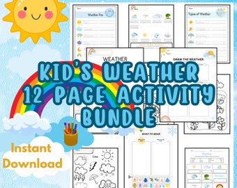 Weather Activity and Coloring Pages Bundle 12 Sheets Printable Instant ...