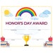 Kid's Student Honor's Day Award Certificate Rainbow Instant Download ...