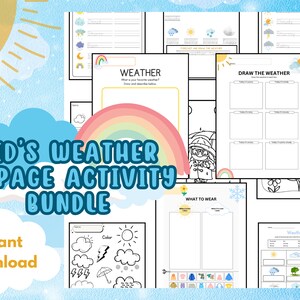 Weather Activity and Coloring Pages Bundle 12 Sheets Printable Instant ...