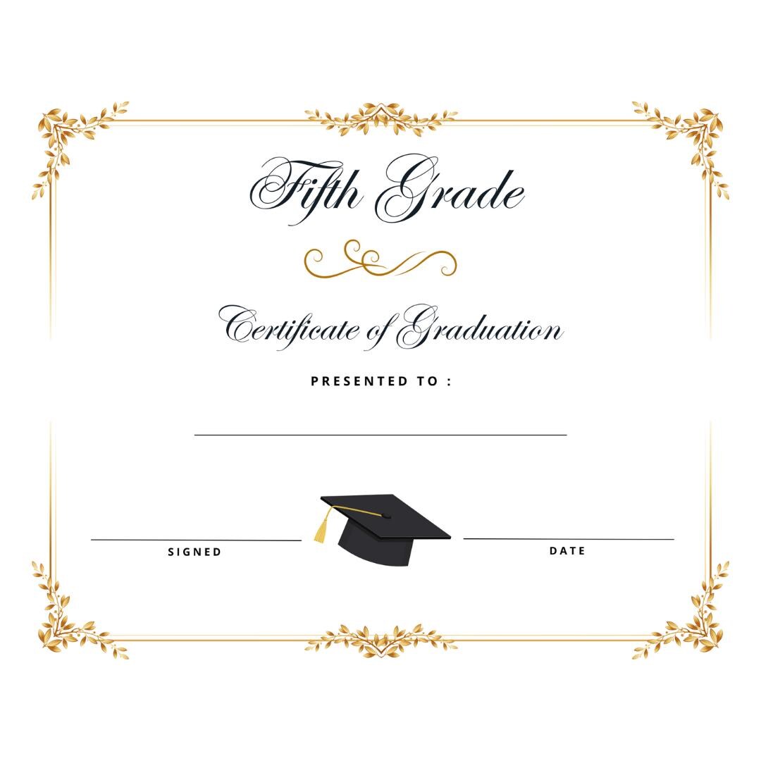 Fifth Grade Graduation Diploma Certificate Instant Download Printable ...